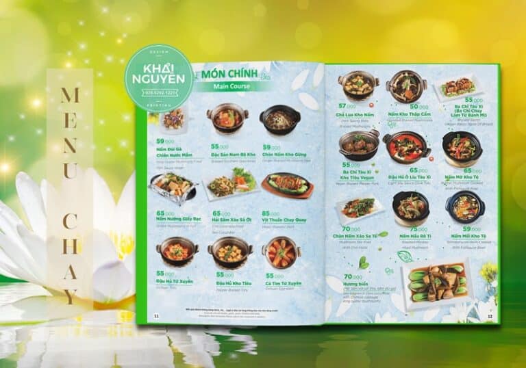 Mẫu thiết kế menu chay Minh Tâm