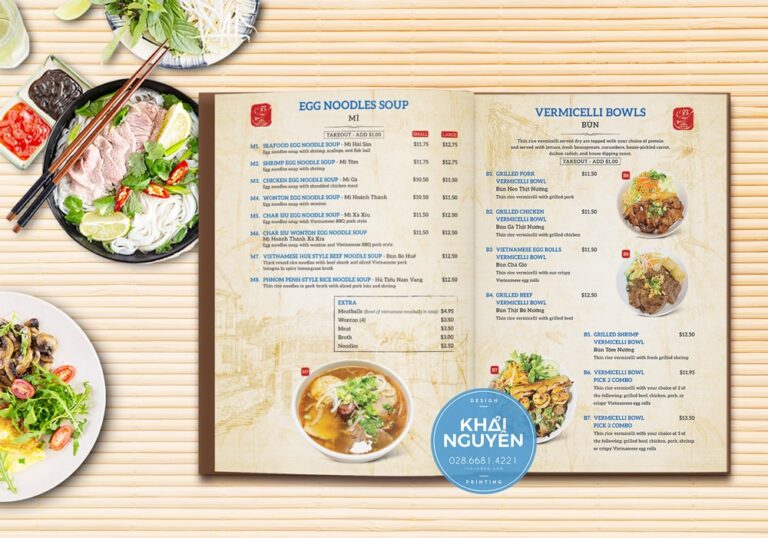 In menu Phở chuyên nghiệp tại TPHCM